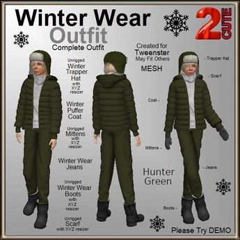 Second Life Marketplace - Winter Wear Outfit [2cute] Hunter Green